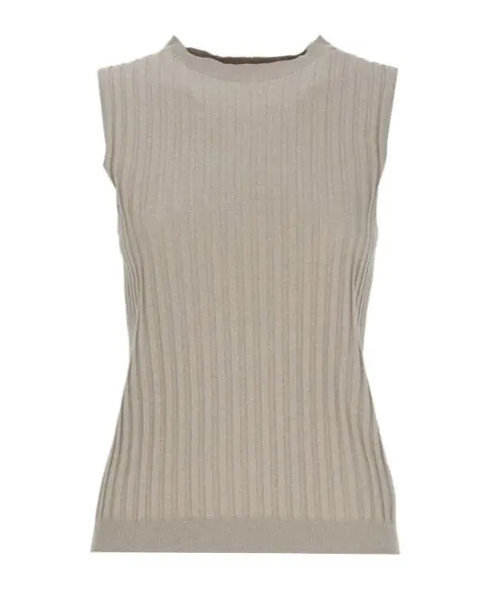 Peserico Ribbed Sleeveless Knitted Top - Nude