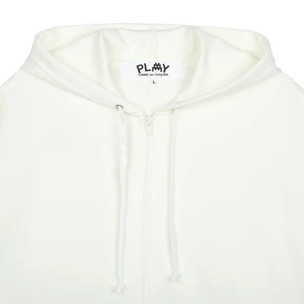 Comme Des Garçons Heart Patch Zip-up Hoodie - White