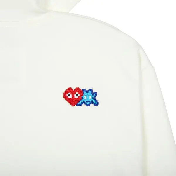 Comme Des Garçons Heart Patch Zip-up Hoodie - White