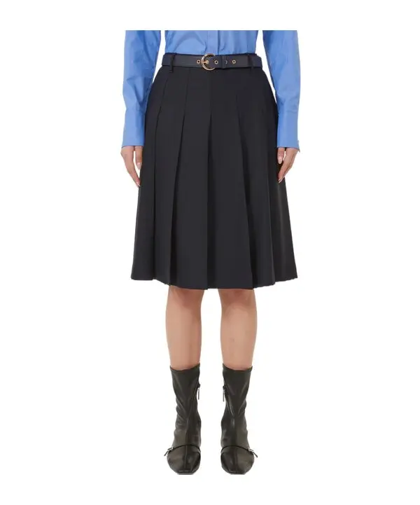 Max Mara Pleated Wool Skirt - Black