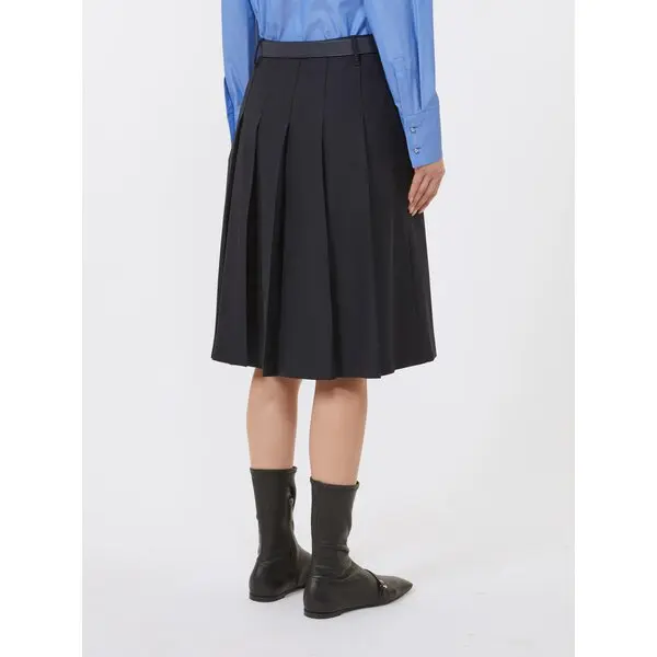 Max Mara Pleated Wool Midi Skirt