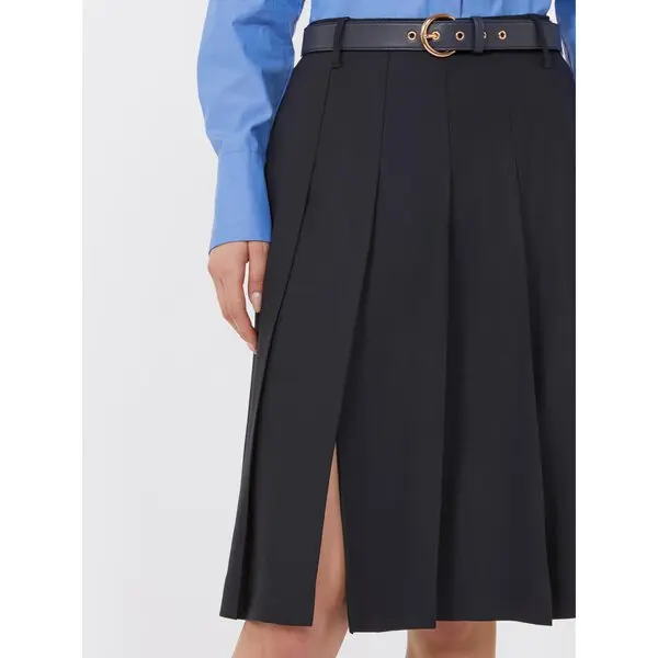 Max Mara Pleated Wool Midi Skirt