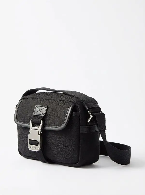 Gucci Gg Logo Engraved Mini Messenger Bag - Black