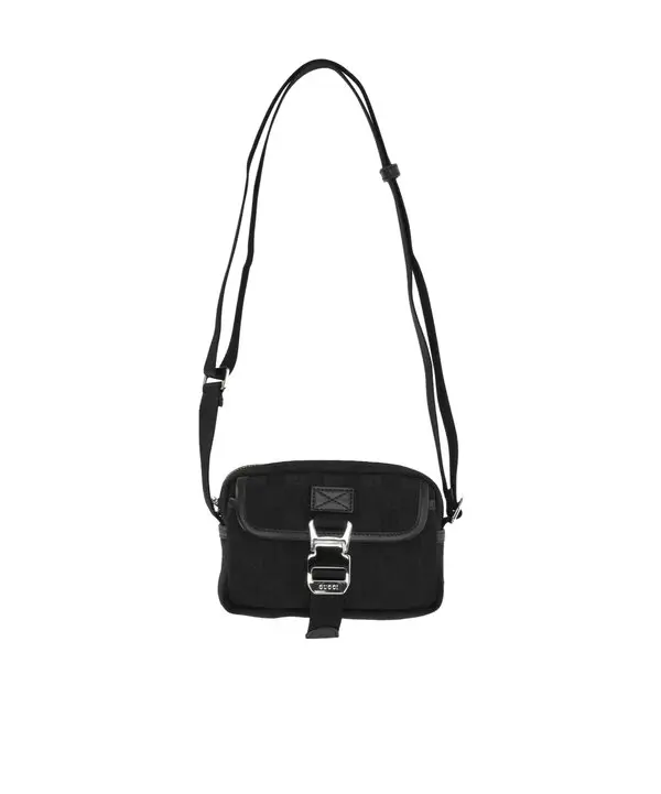 Gucci Gg Logo Engraved Mini Messenger Bag - Black