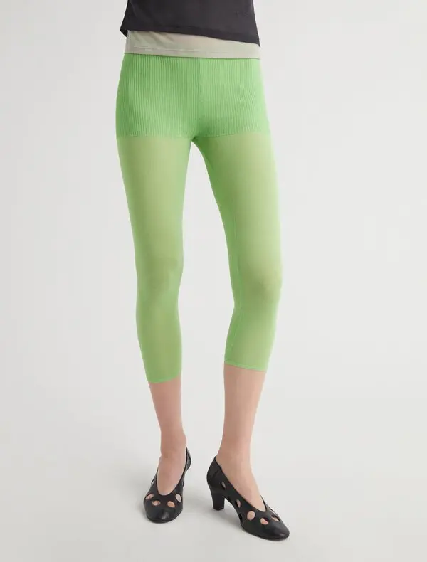 Paloma Wool Ribbed Sheer Knit Cropped Pants - Green