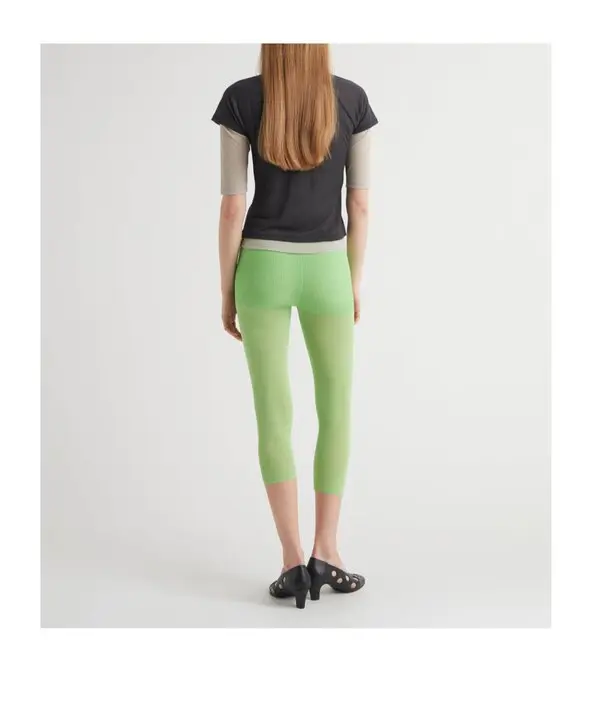 Paloma Wool Ribbed Sheer Knit Cropped Pants - Green