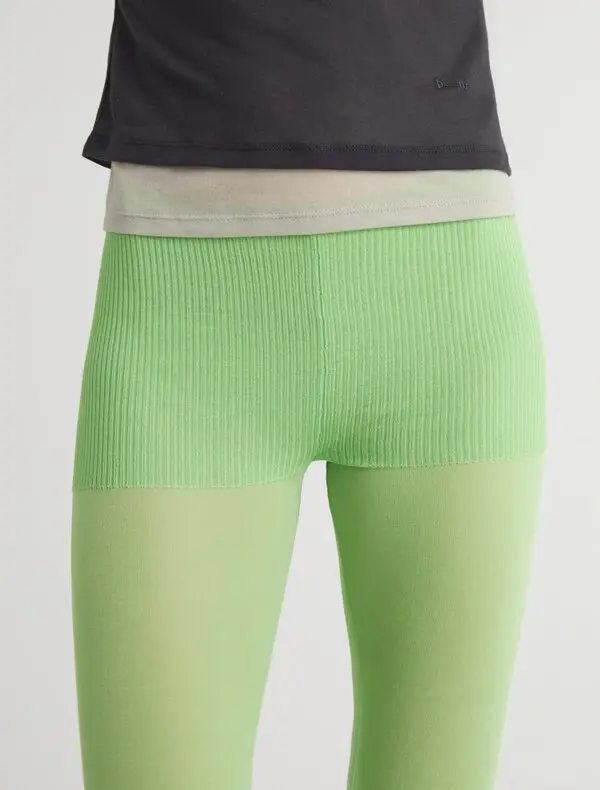 Paloma Wool Ribbed Sheer Knit Cropped Pants - Green