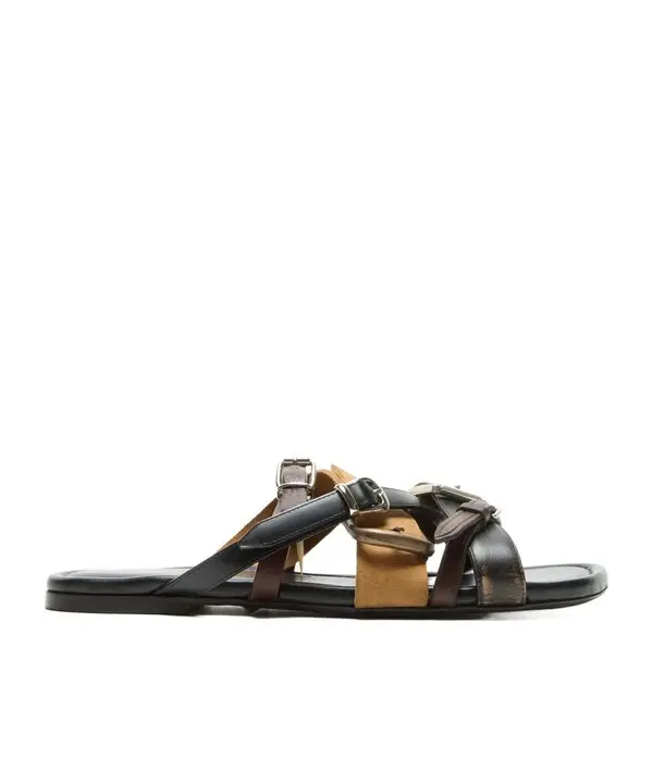 Acne Studios Buckled Leather Sandals - Black