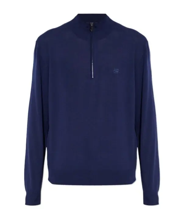 Etro Logo Embroidered Half-zip Sweater