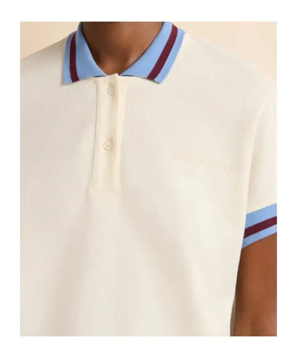 Marni Logo Embroidered Stripe Detail Polo Shirt - Off-white
