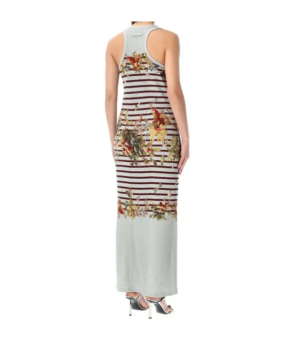 JEAN PAUL GAULTIER Striped Floral Knit Maxi Dress - No