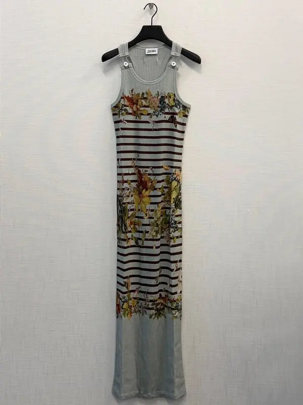 JEAN PAUL GAULTIER Striped Floral Knit Maxi Dress - No