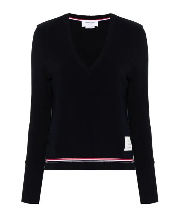 Thom Browne Rwb-stripe Crewneck Jumper - Dark Blue
