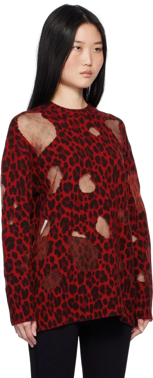 Versace Leopard Print Semi-sheer Panelled Jumper
