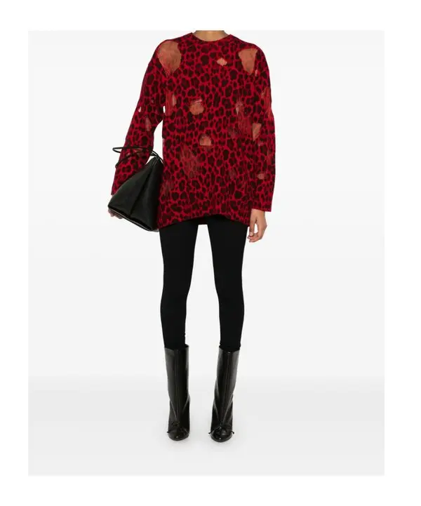 Versace Leopard Print Semi-sheer Panelled Jumper