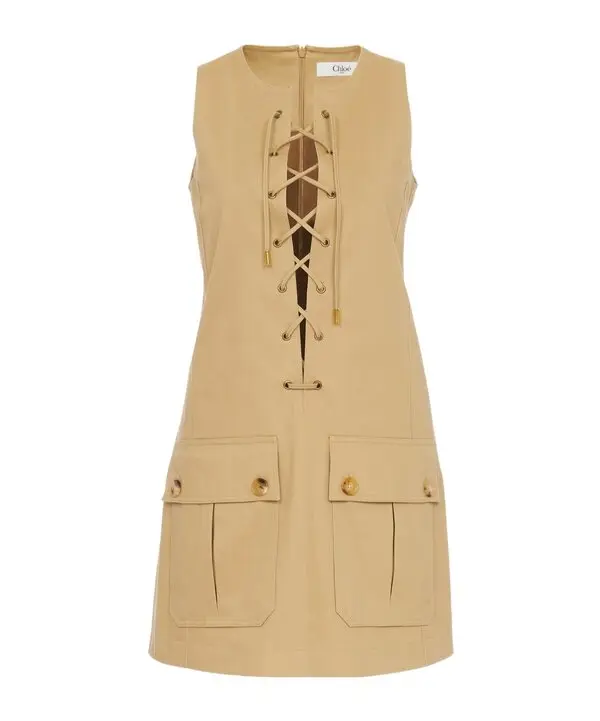 Chloé Lace-up Vest Dress - Clay Brown