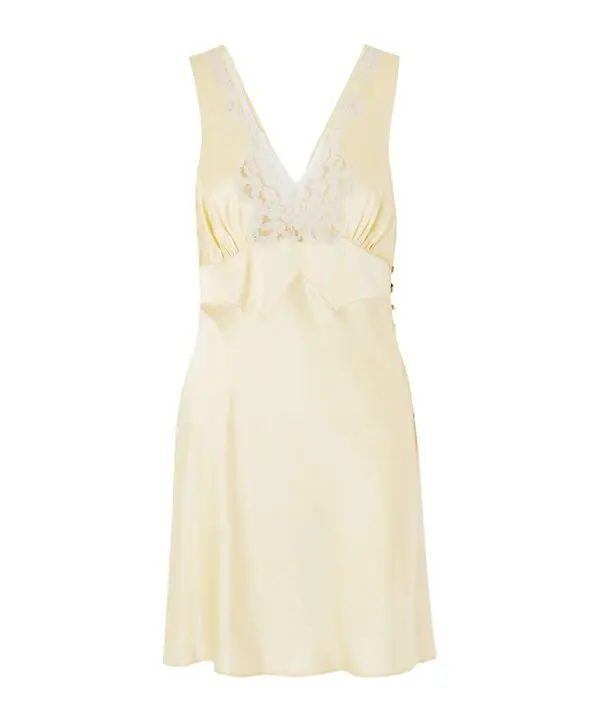 Chloé Sleeveless V-neck Lace Trimmed Dress - Light Yellow