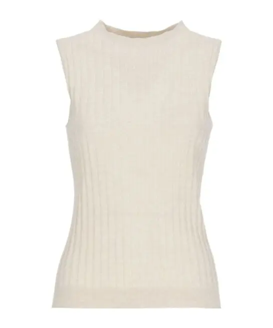 Peserico Ribbed Sleeveless Crew Neck Top - White