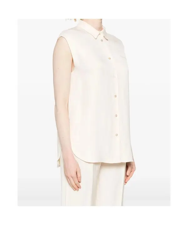 FORTE_FORTE Slubbed Sleeveless Shirt With Chest Pocket - White