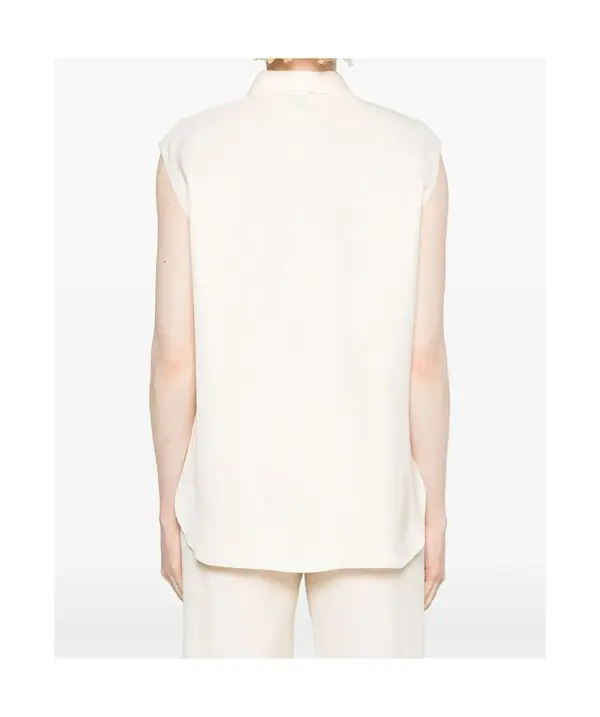 FORTE_FORTE Slubbed Sleeveless Shirt With Chest Pocket - White