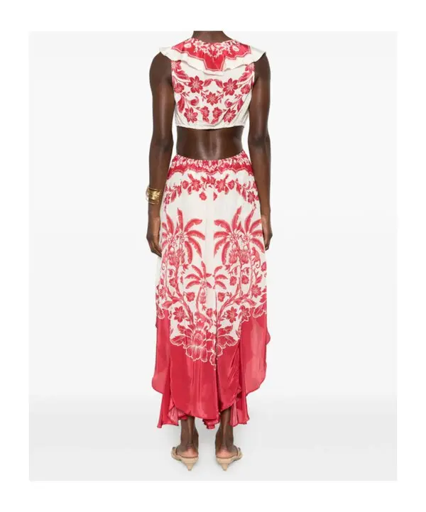 Farm Rio Floral Pattern Cut-out Maxi Dress