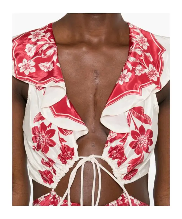 Farm Rio Floral Pattern Cut-out Maxi Dress