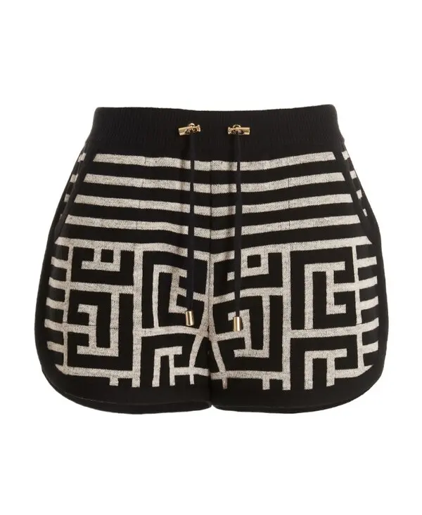 Balmain Monogram Jacquard Wool Shorts - Edk