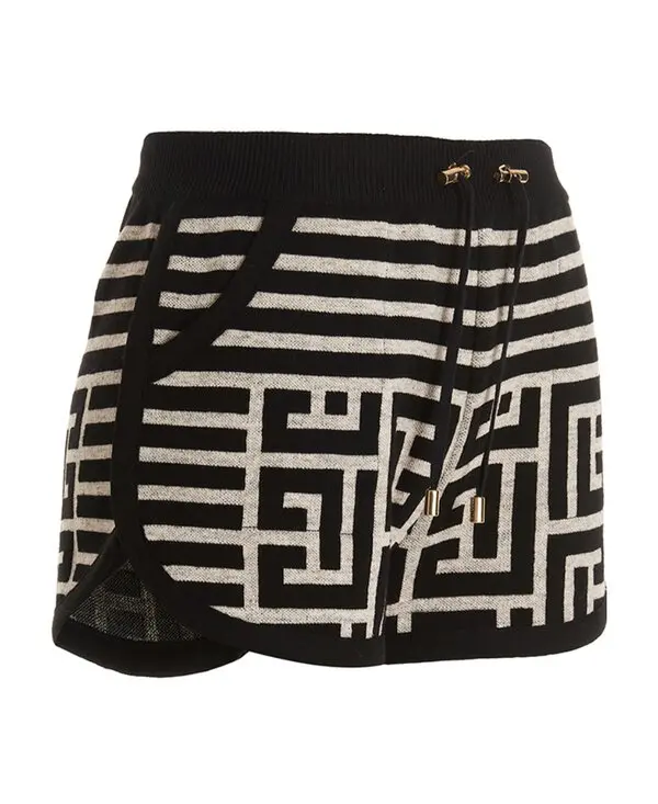Balmain Monogram Jacquard Wool Shorts