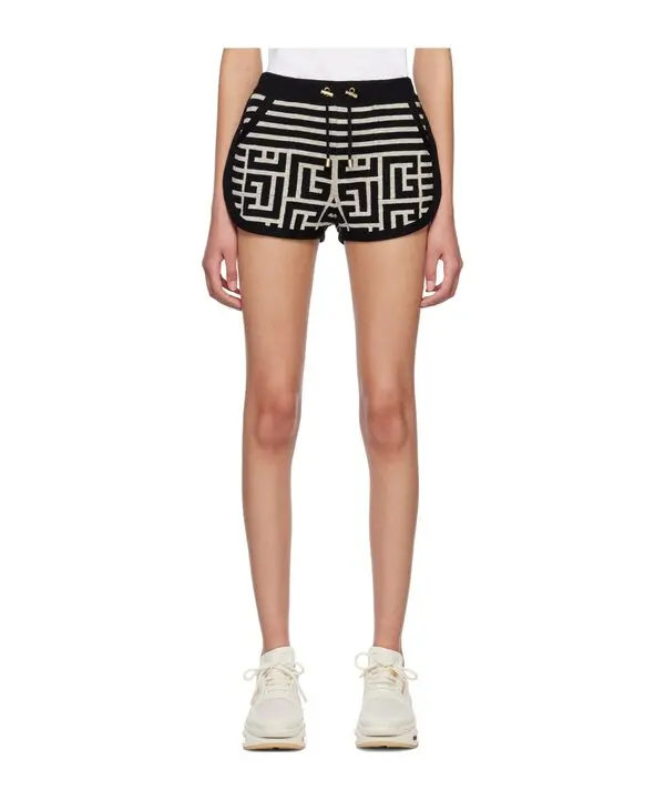 Balmain Monogram Jacquard Wool Shorts