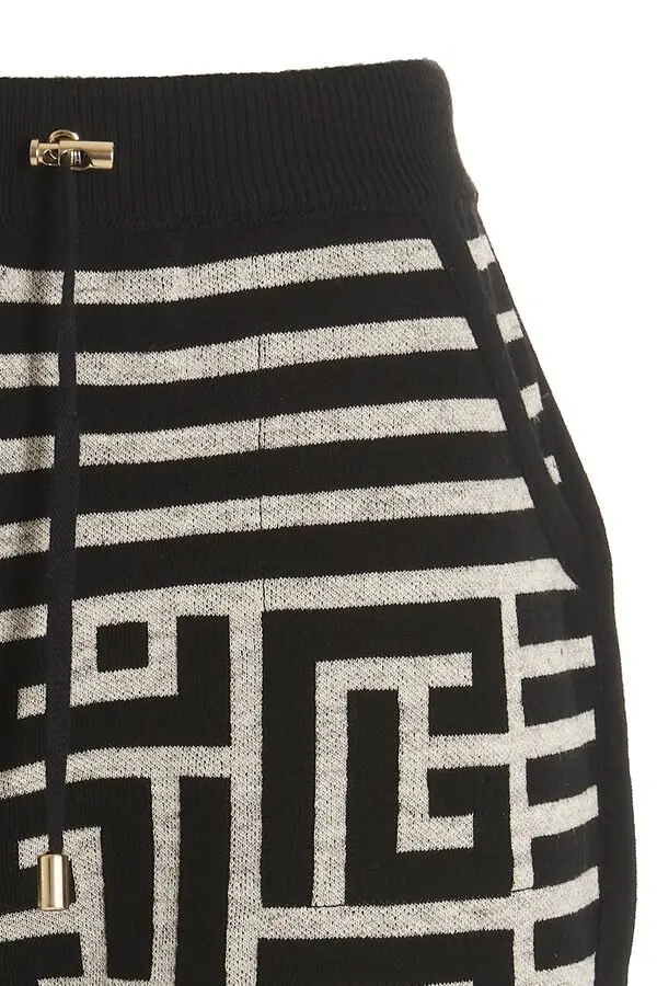 Balmain Monogram Jacquard Wool Shorts