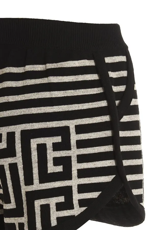 Balmain Monogram Jacquard Wool Shorts
