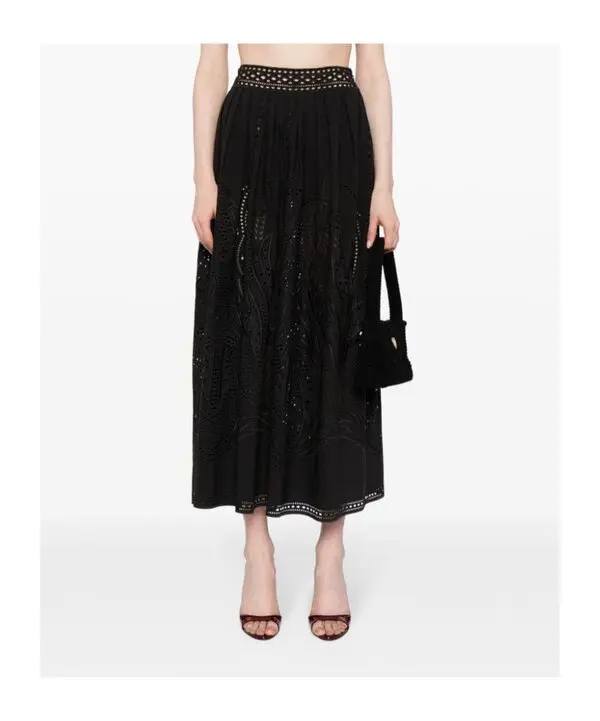 Alberta Ferretti Lace Panel Midi Skirt