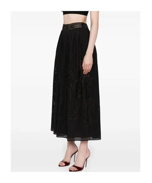 Alberta Ferretti Lace Panel Midi Skirt