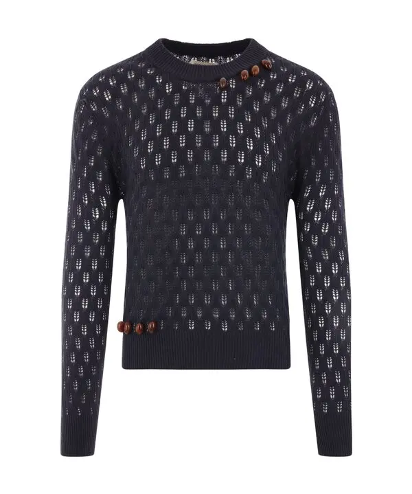 NAMACHEKO Round Neck Long Sleeve Knit Sweater With Gem Embellishment