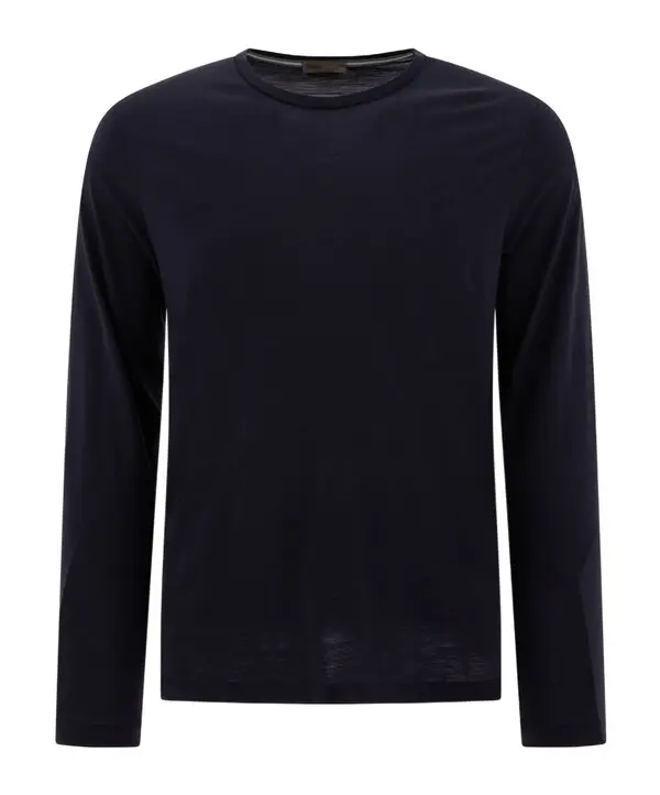 Herno Long-sleeved Crewneck Knitted T-shirt - Blue