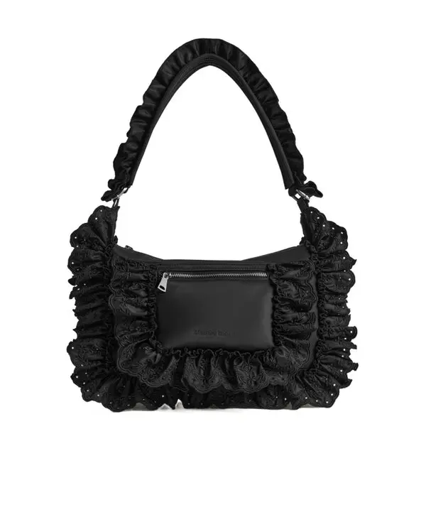 Simone Rocha Daisy Ruffled Shoulder Bag - Black