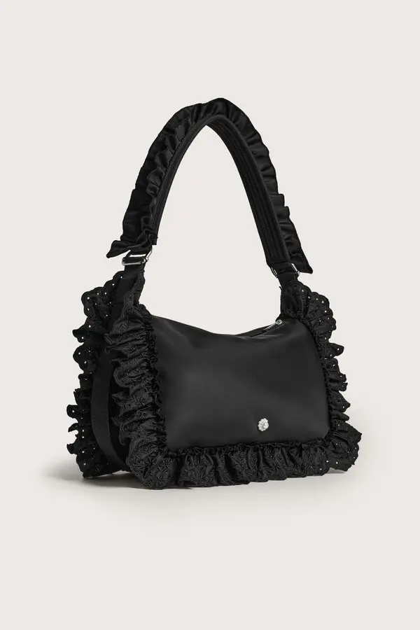 Simone Rocha Daisy Ruffled Shoulder Bag - Black