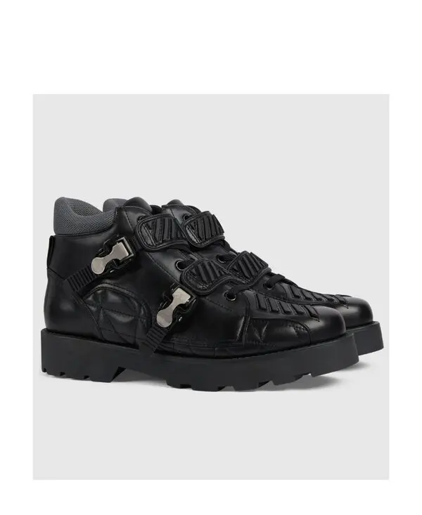 Gucci Buckled Leather Ankle Boots