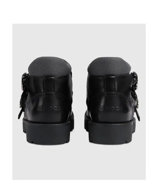 Gucci Buckled Leather Ankle Boots