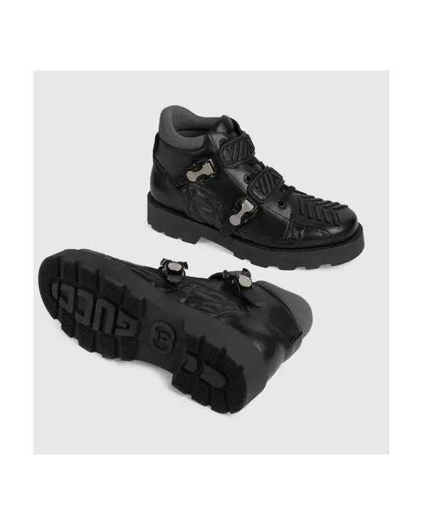 Gucci Buckled Leather Ankle Boots