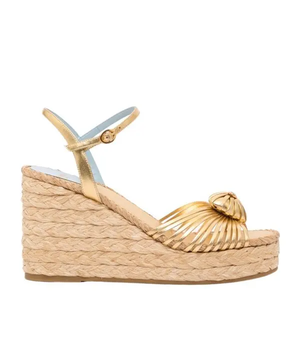 Valentino Garavani Royal Wedge Sandal In Metallic Nappa Leather 100mm