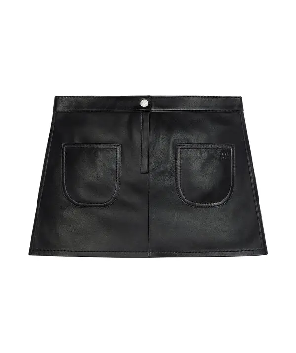 COURREGES Logo Leather Mini Skirt
