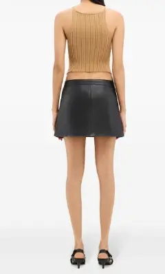 COURREGES Logo Leather Mini Skirt