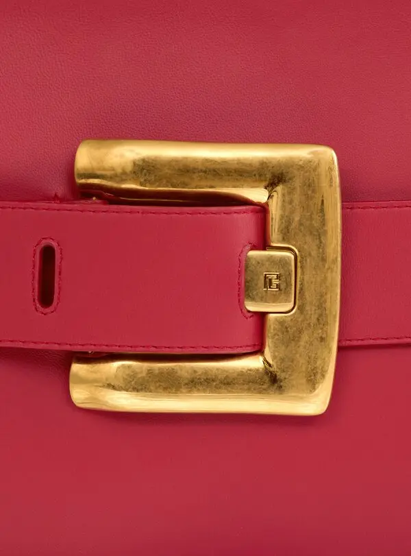 Balmain Anthem Smooth Leather Clutch With Gold-tone Buckle