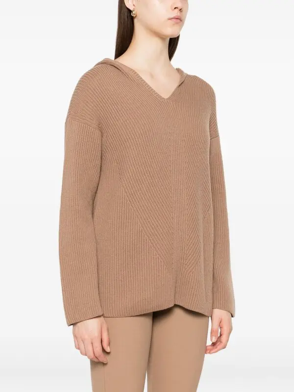 Max Mara Hooded Ribbed Jumper