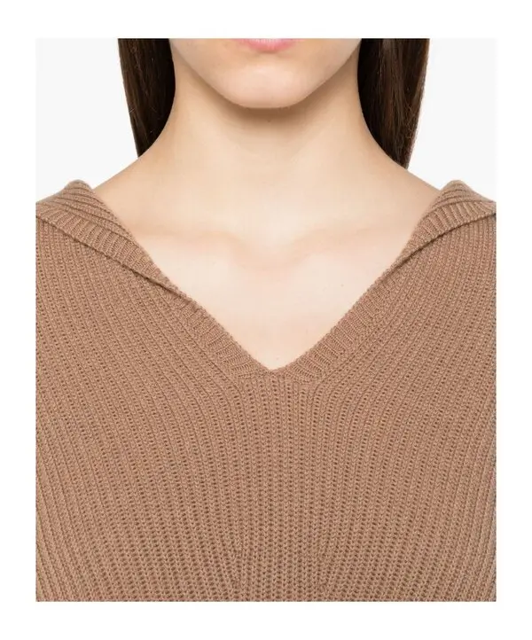Max Mara Hooded Ribbed Jumper