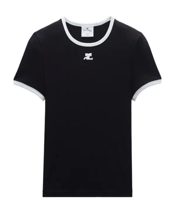 COURREGES Courrèges Bumpy Crewneck Short-sleeved T-shirt - Black