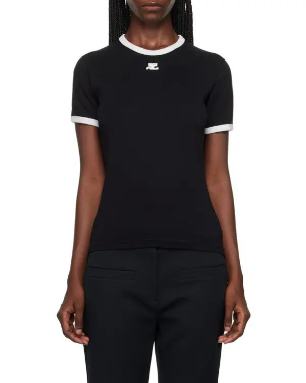 COURREGES Bumpy Crewneck Short-sleeved T-shirt - Black