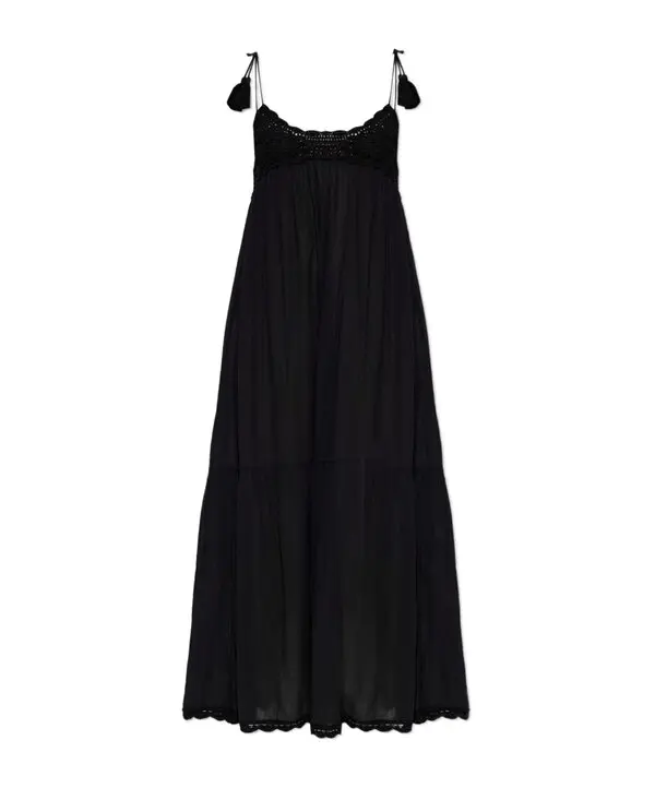 Ulla Johnson Linnea Crochet Tassel Midi Dress - Black