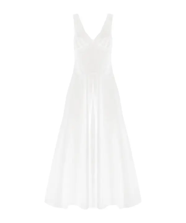 Alaïa V-neck Midi Dress With Criss-cross Back Straps - White